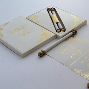 Custom Scroll Wedding Invitation With Golden Box - Etsy