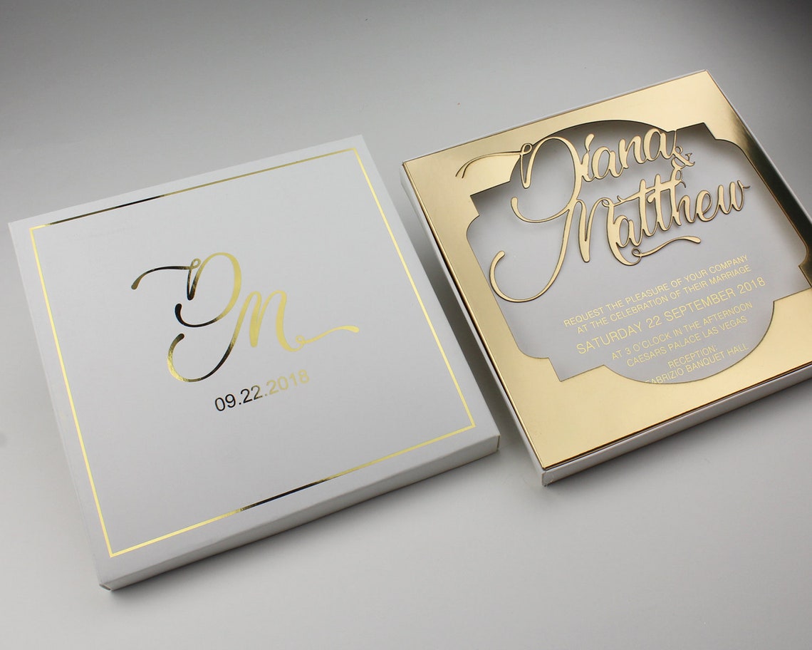 Luxury Gold Wedding Invitations Unique Boxed Wedding - Etsy