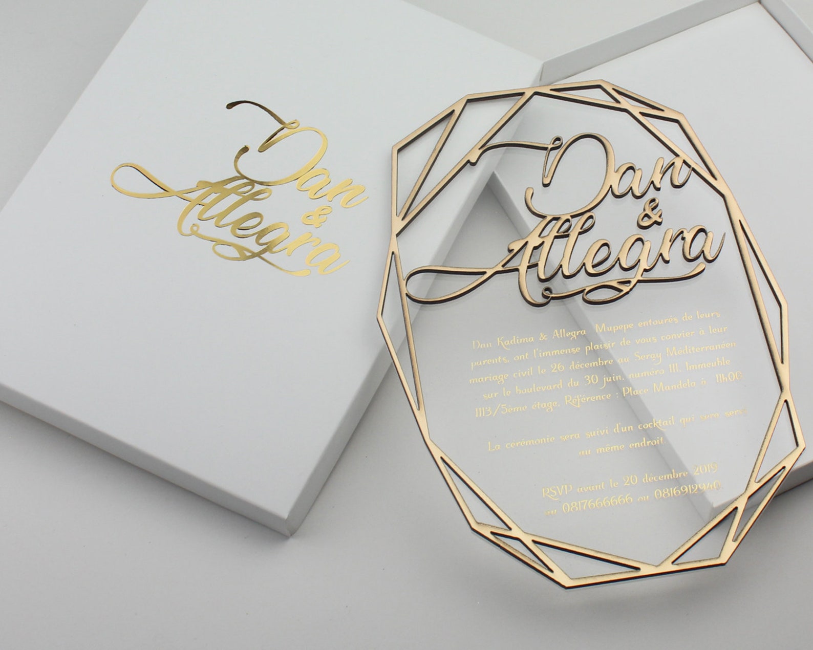 Acrylic Clear Invitation Geometric Wedding Invitations | Etsy