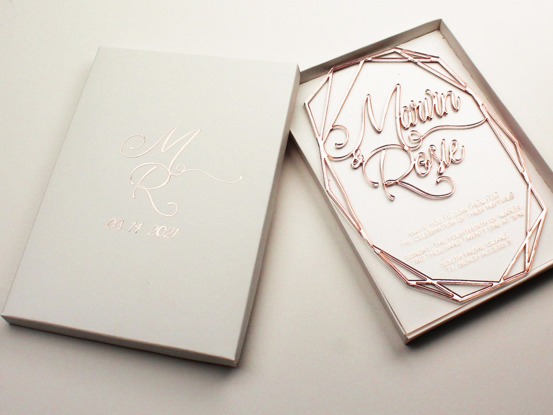3D Custom Acrylic Wedding Invitation Rose Gold Acrylic - Etsy