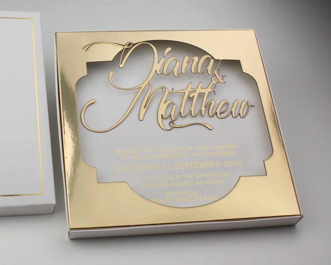 Luxury Gold Wedding Invitations Unique Boxed Wedding - Etsy