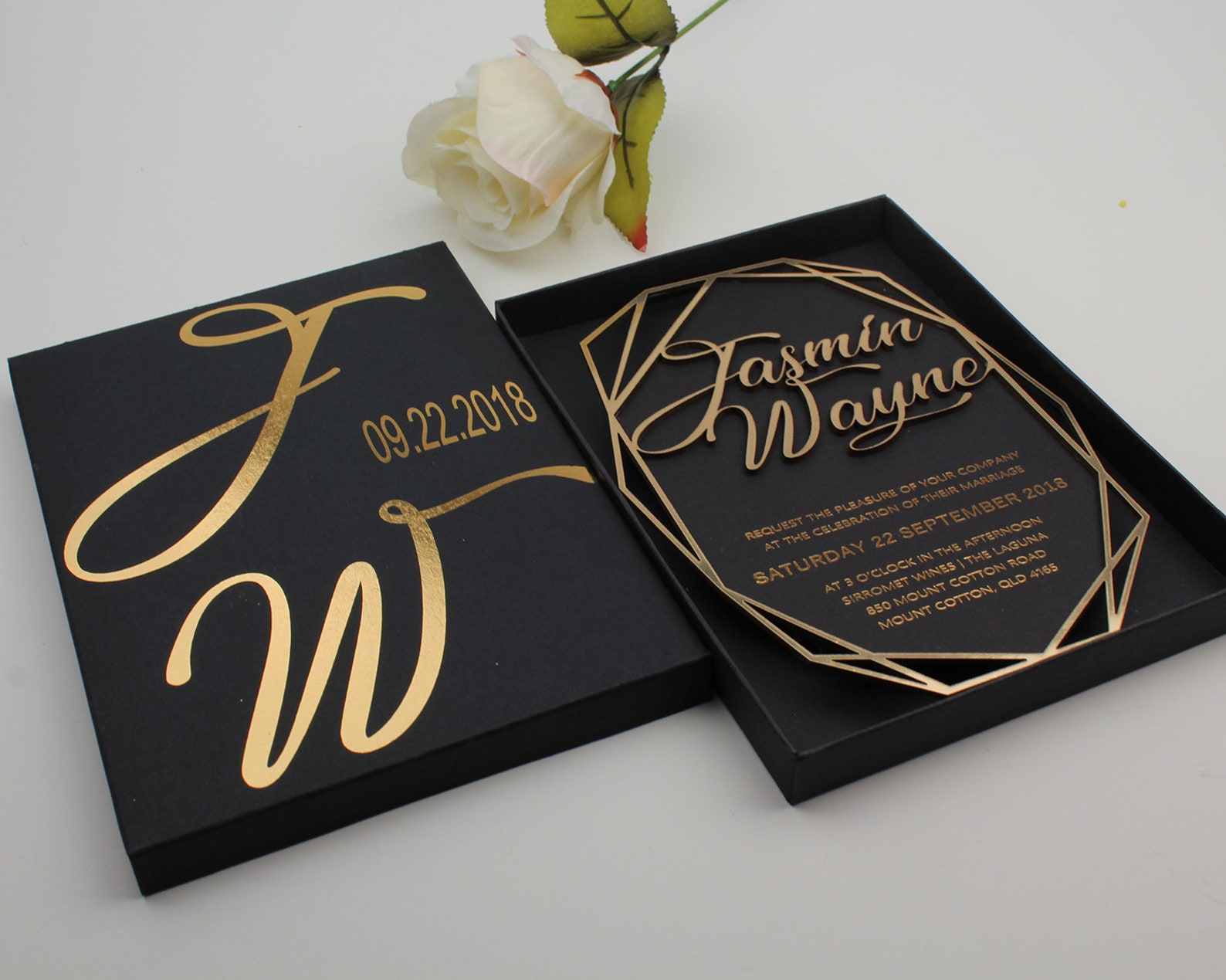 Geometric Wedding Invitation 3D Wedding Card Gold Wedding - Etsy