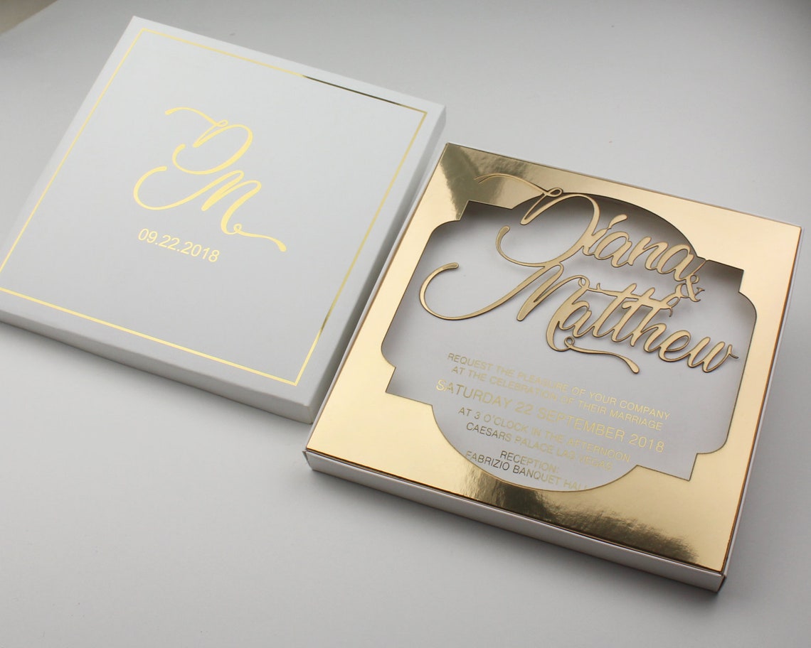 Luxury Gold Wedding Invitations Unique Boxed Wedding - Etsy
