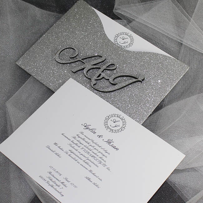 Silver Glitter Invitation Personalized Glitter Invitation - Etsy