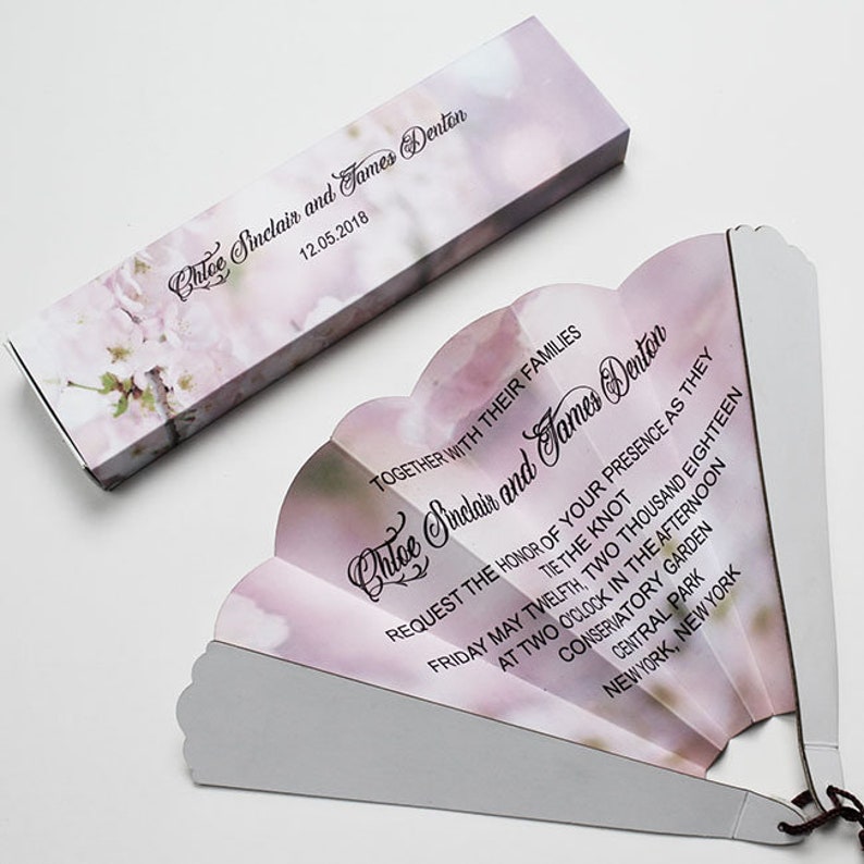 Fan Wedding Invitations Floral Fan Invitations Custom | Etsy