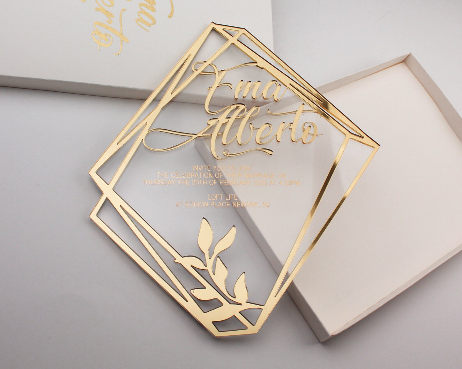 Clear Invitation Acrylic Wedding Invitations Geometric - Etsy