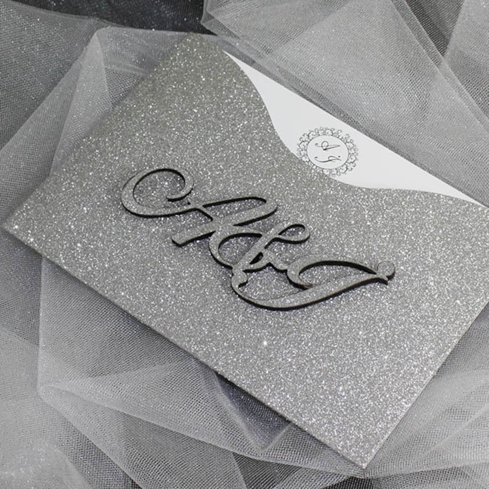 Silver Glitter Invitation Personalized Glitter Invitation - Etsy