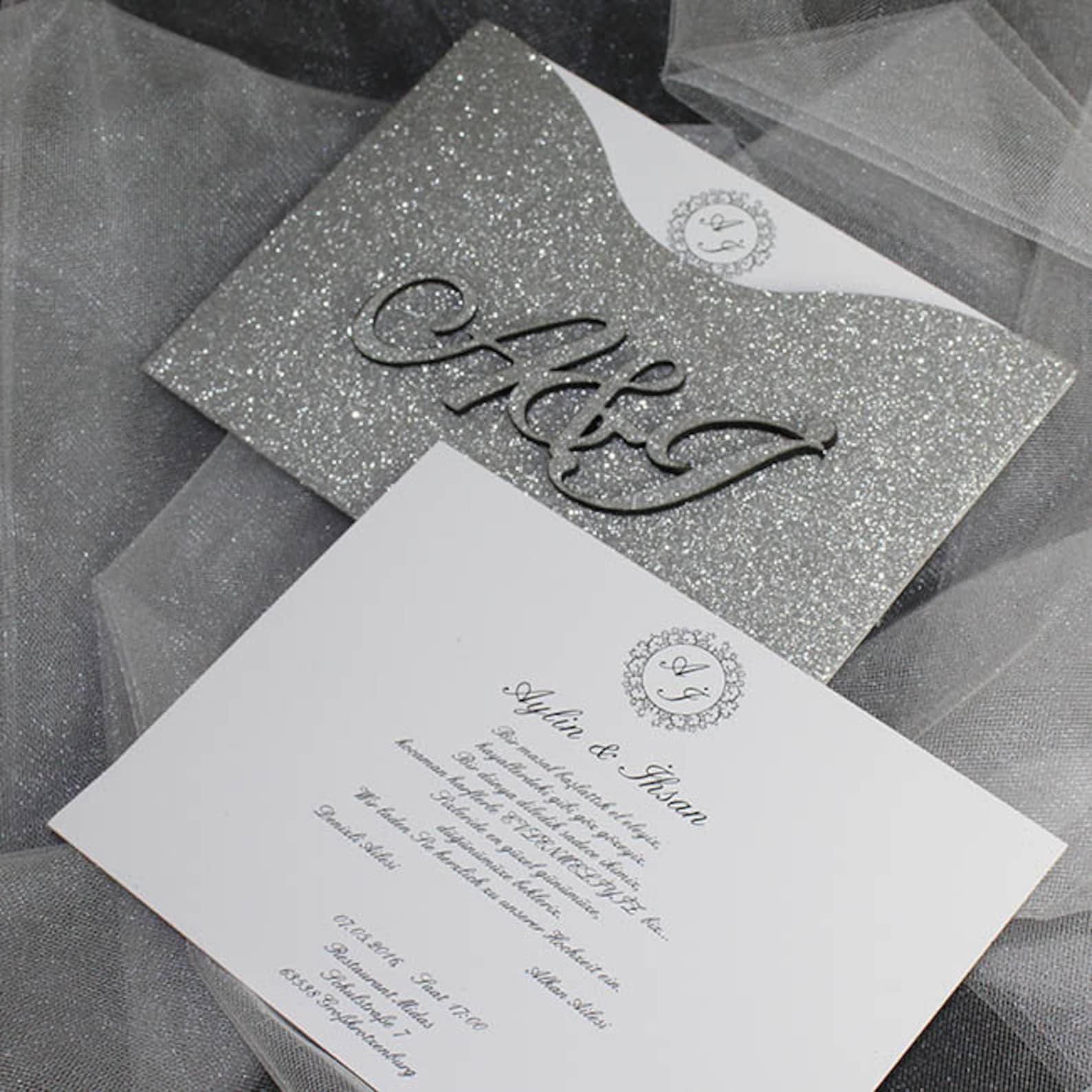 Silver Glitter Invitation Personalized Glitter Invitation - Etsy