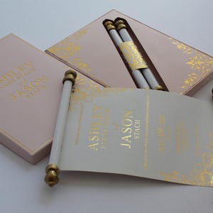 Custom Scroll Wedding Invitation With Golden Box - Etsy