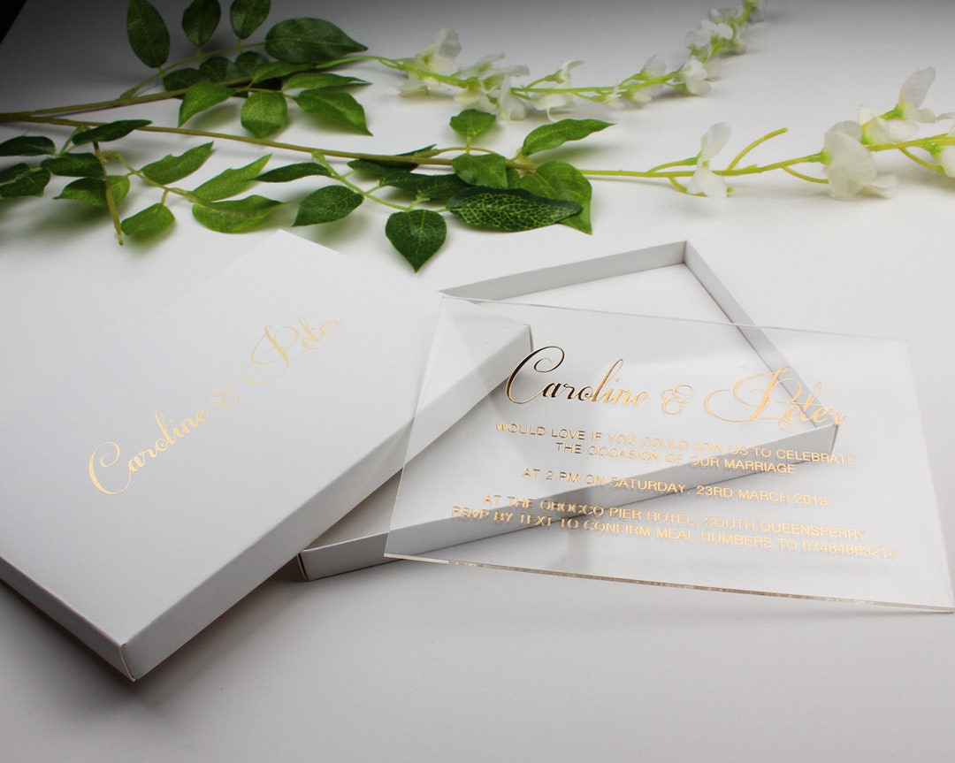 Invitación de boda de acrílico transparente, invitación de lujo ...