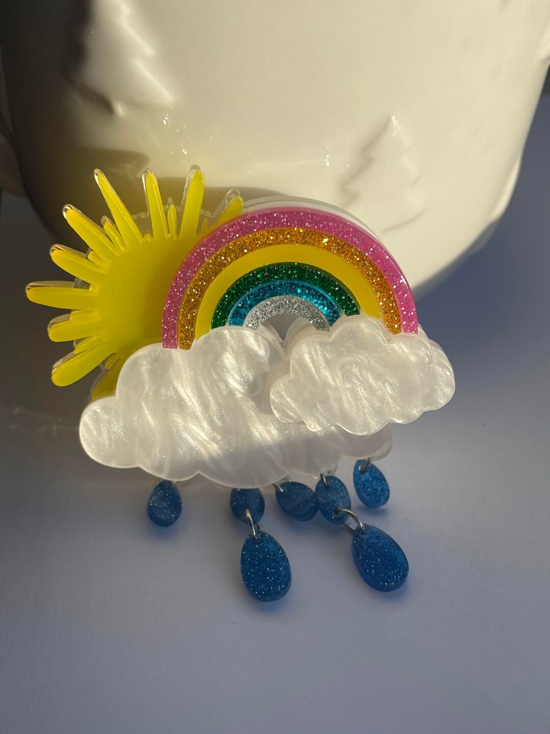 Acrylic Rain Cloud Brooch, Rainbow Brooch, Acrylic Brooch - Etsy