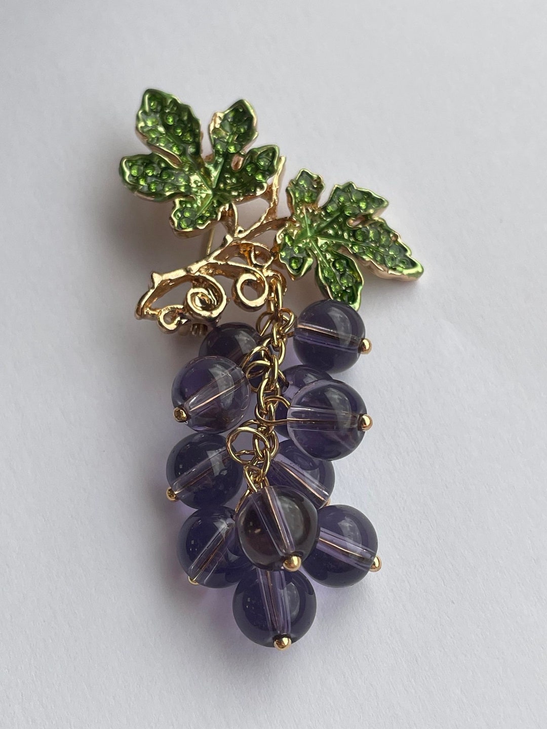 Glass Grapes Brooch, Grape Pendant, Fruit Brooch, Grapes Brooch, Grape ...