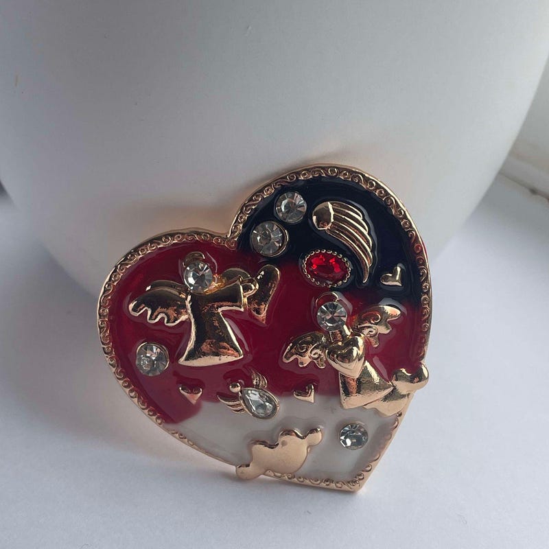 Heart Angel Wings Brooch - Etsy UK