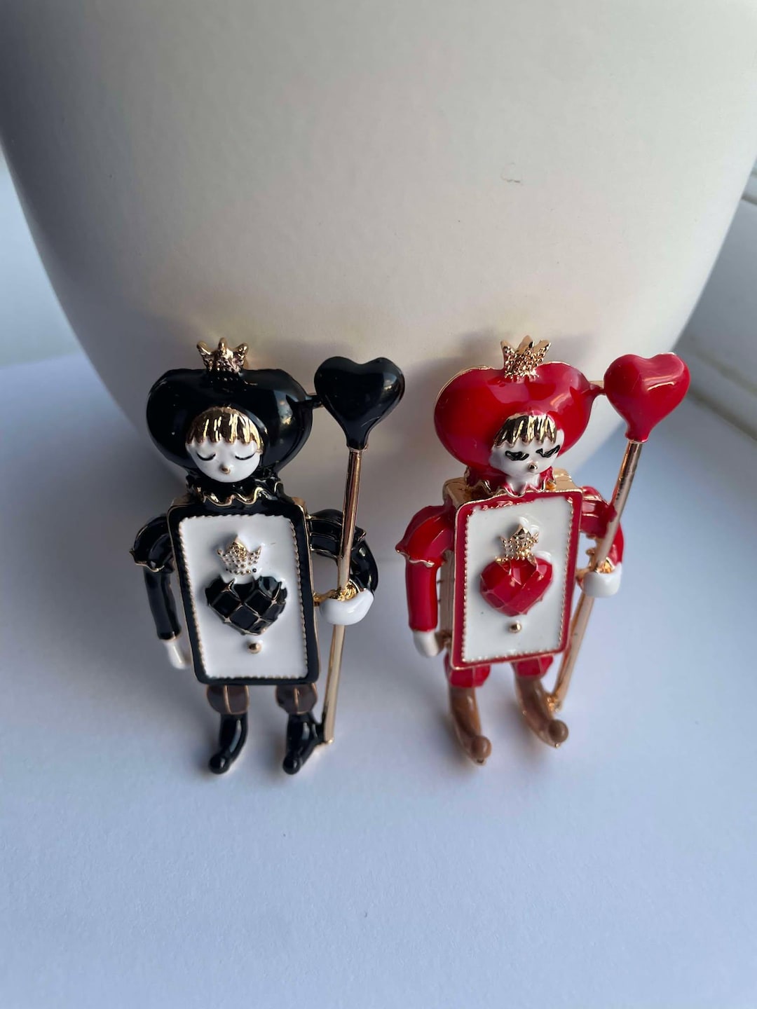 Heart Guard Brooch, Card Brooch, Ace of Hearts Brooch, Ace of Spades ...