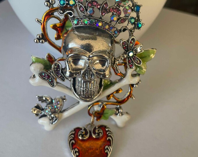 Rhinestone Skull Brooch, Skull Brooch Pin, Skull Jewellery, Skull Gift ...