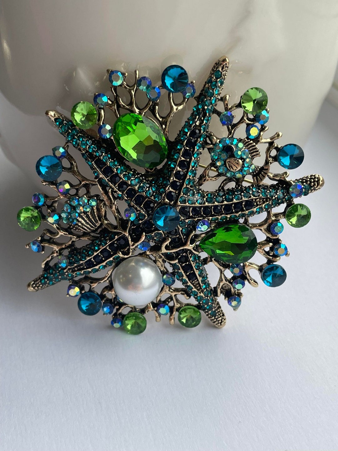 Large Starfish Mermaid Style Brooch, Starfish Brooch, Starfish ...