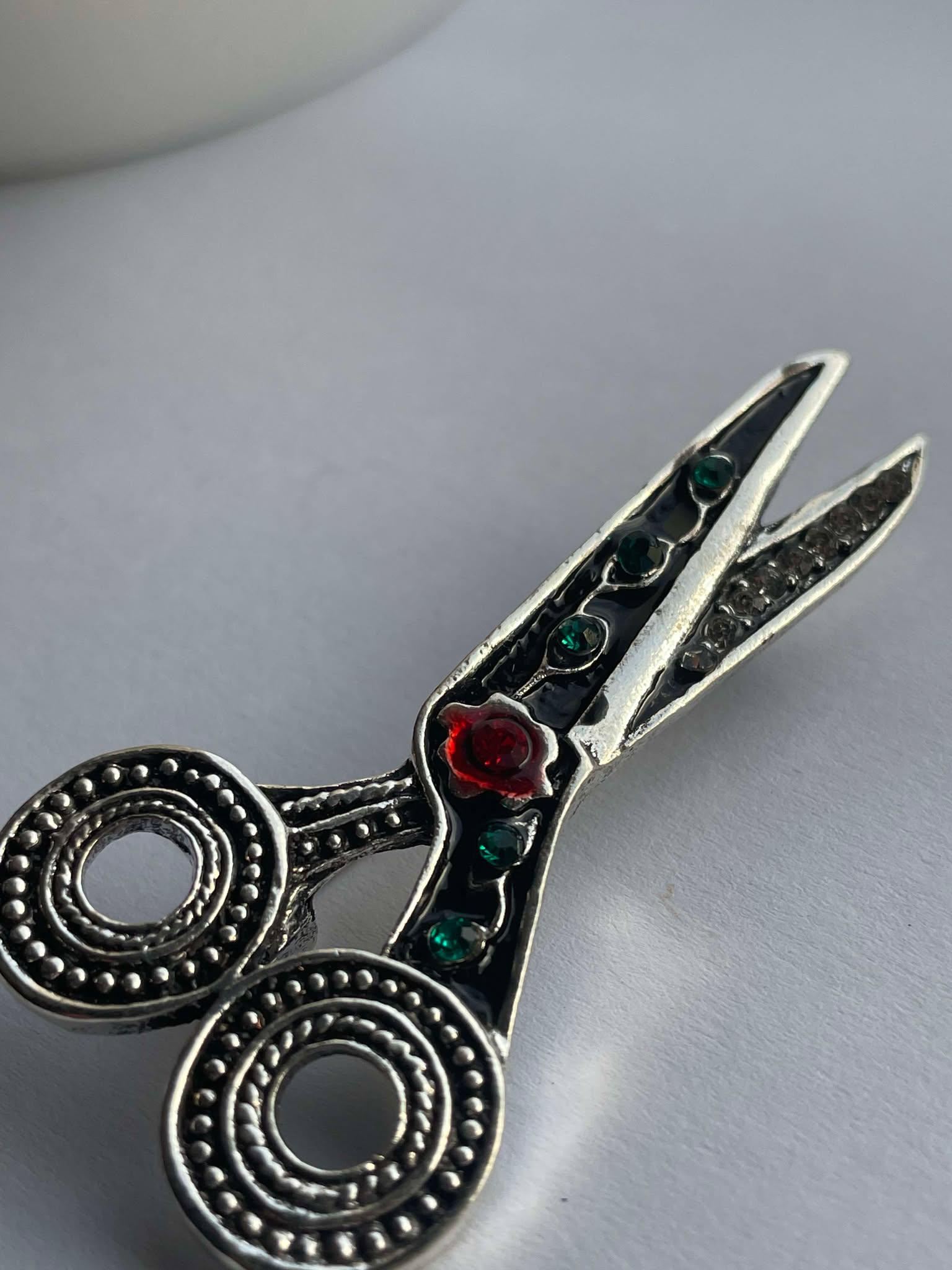 Rhinestone Scissors Brooch, Scissors Gift, Scissors Jewellery, Hair ...