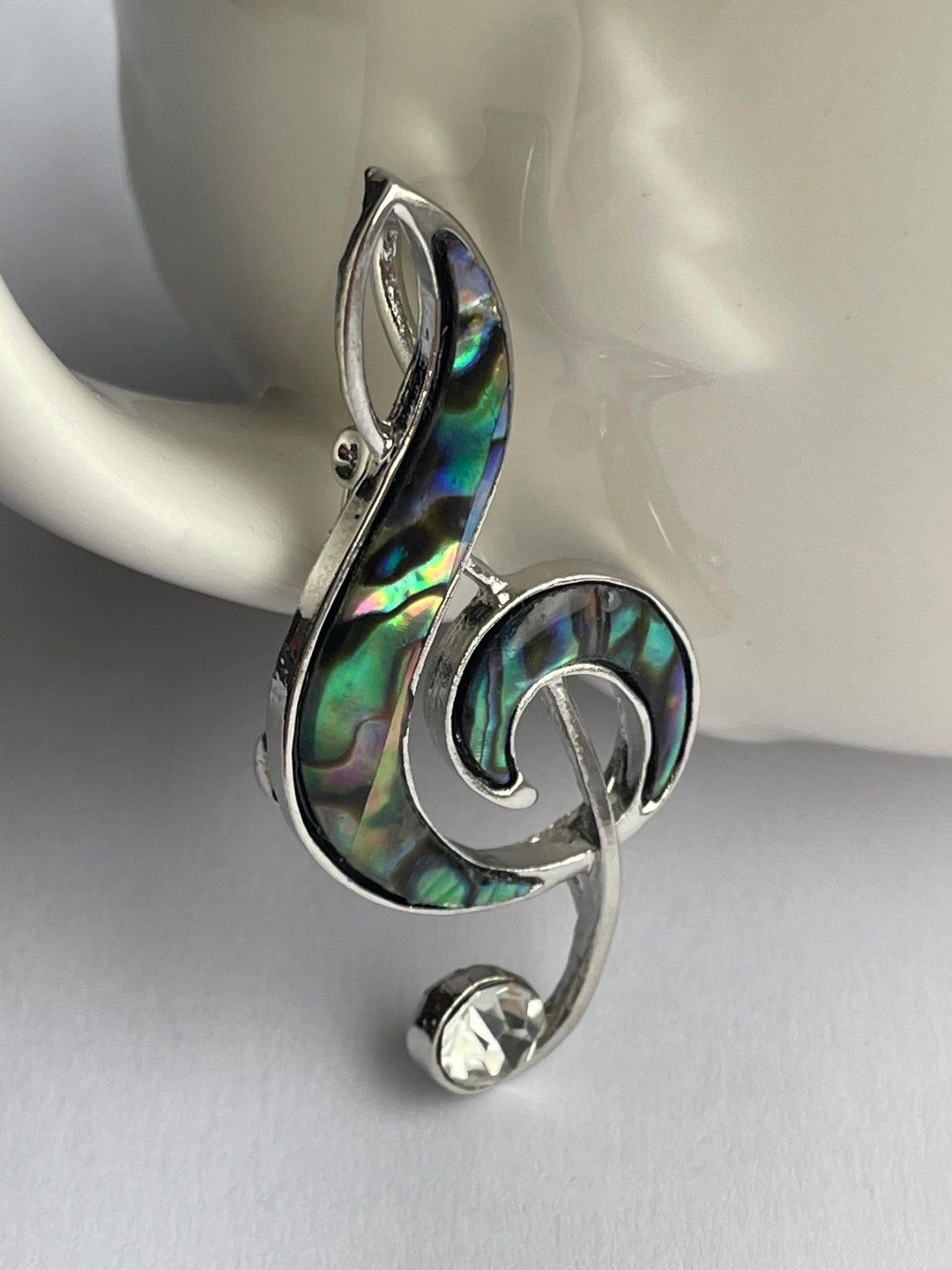 Shell Treble Clef Brooch, Treble Clef Lapel Pin, Musician Brooch Pin ...