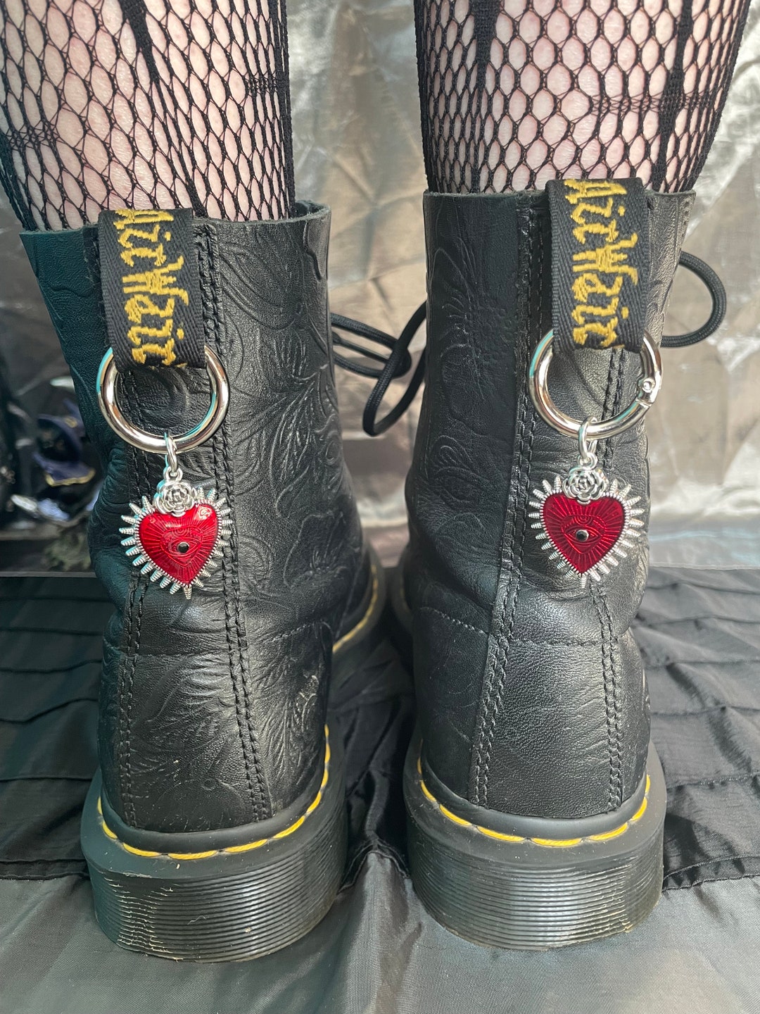 Evil Eye Heart Rose Boot Charms, Gothic Boot Charms, Punk Boot Charms ...
