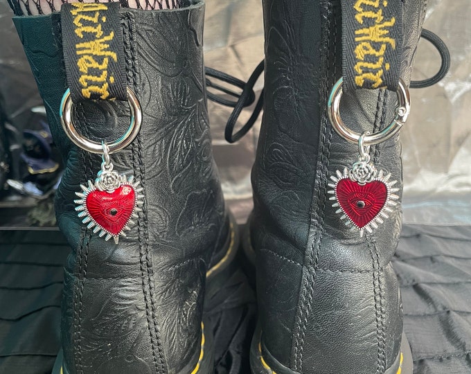 Evil Eye Heart Rose Boot Charms, Gothic Boot Charms, Punk Boot Charms ...