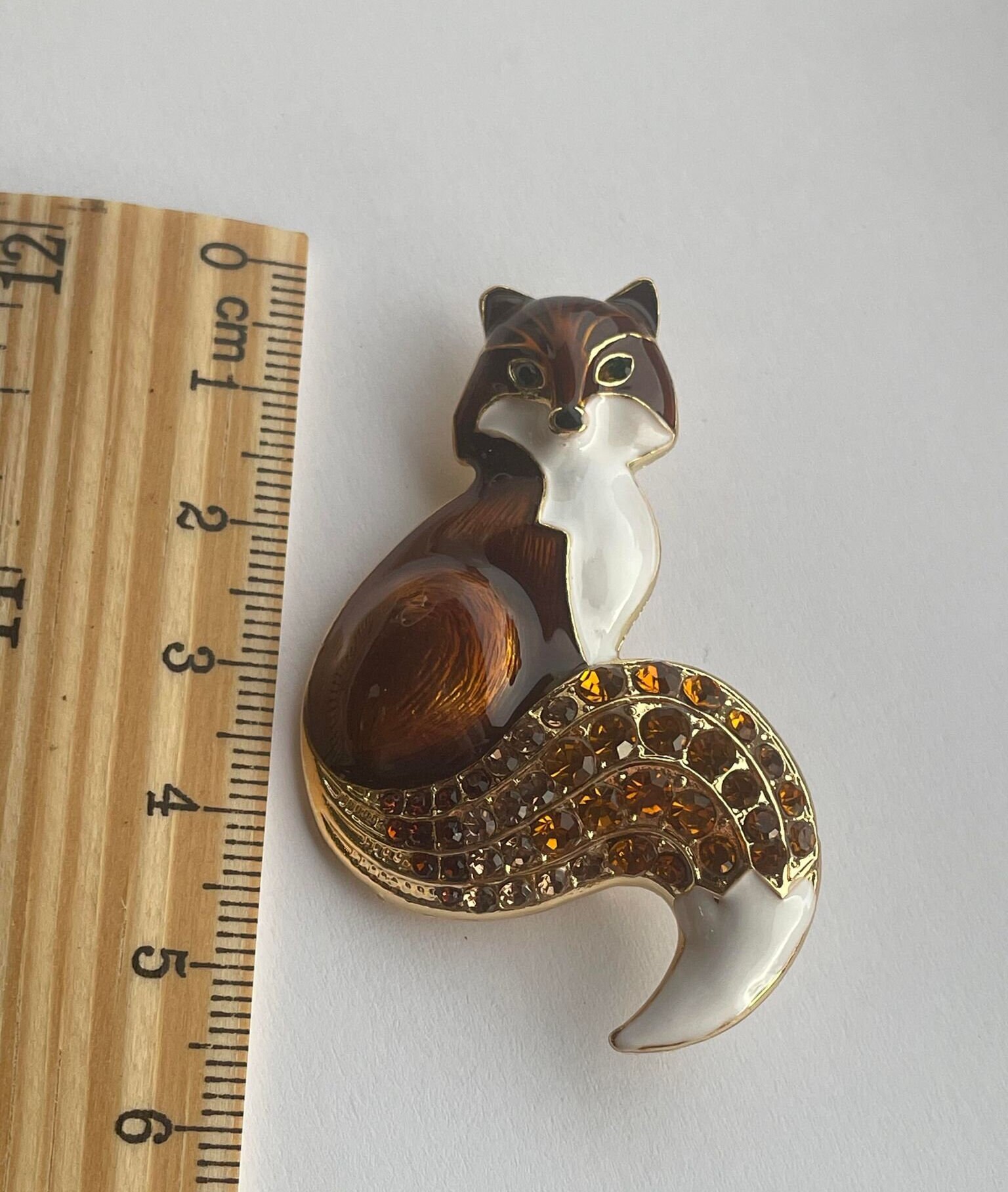 Brown Rhinestone Fox Brooch, Fox Brooch, Fox Pendant, Fox Gift - Etsy