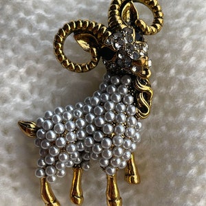 Goat Brooch Pearl Goat Brooch Goat Pendant Goat Gift Goat - Etsy