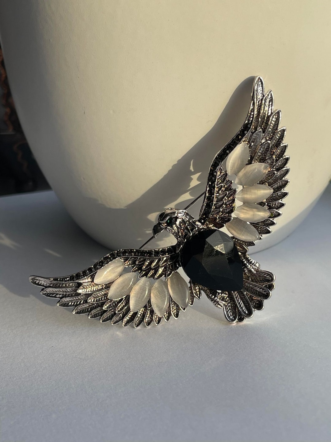 Rhinestone Black Eagle Brooch, Eagle Brooch, Eagle Jewellery, Eagle ...
