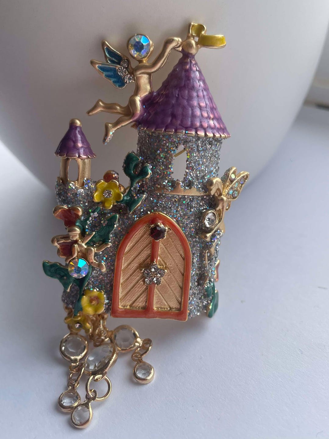 Opening Door Fairy Castle Brooch, Aurora Borealis Brooch, Castle Brooch ...