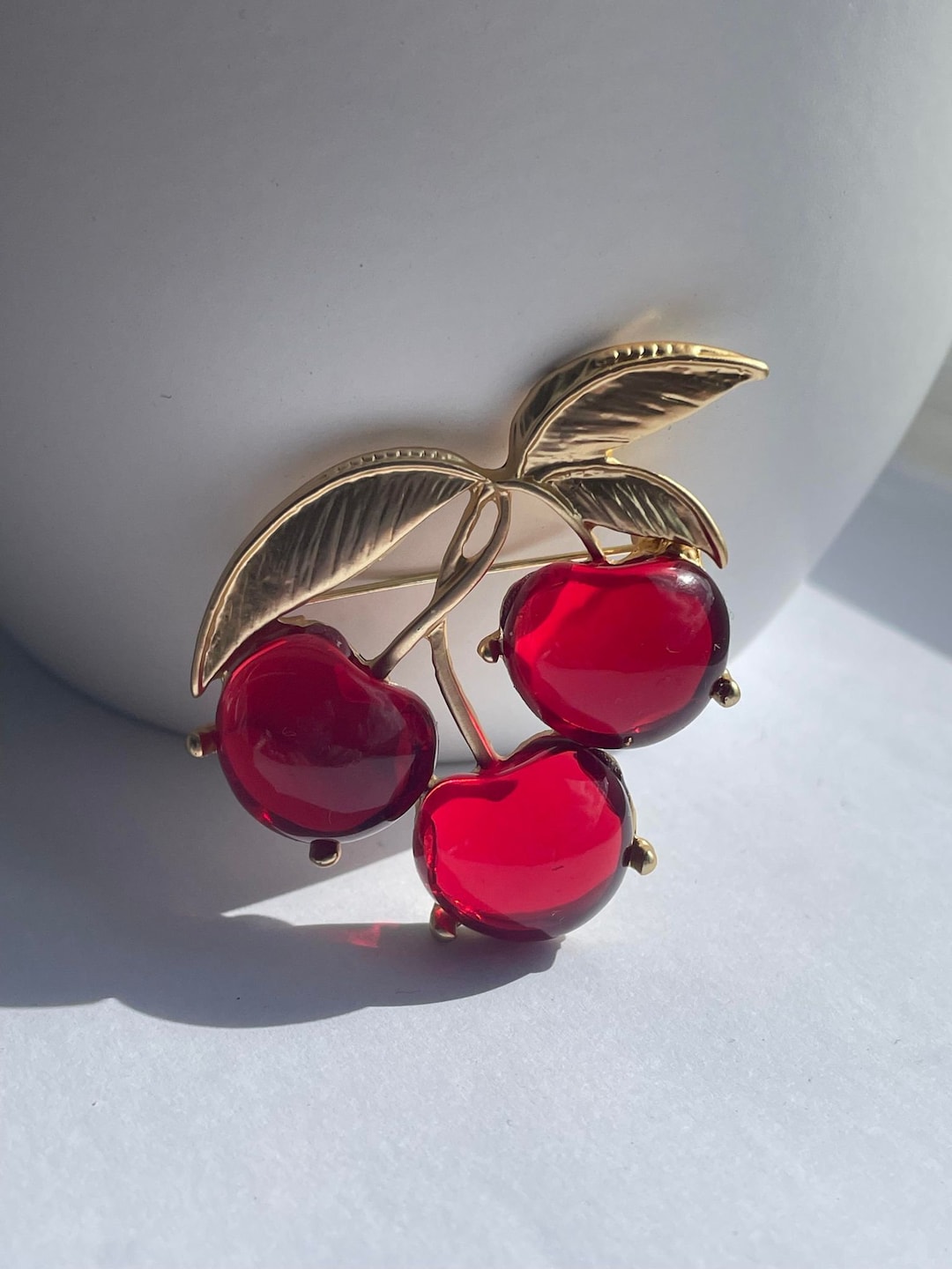 Jelly Belly Design Cherries Brooch, Fruit Brooch, Cherry Brooch, Cherry ...