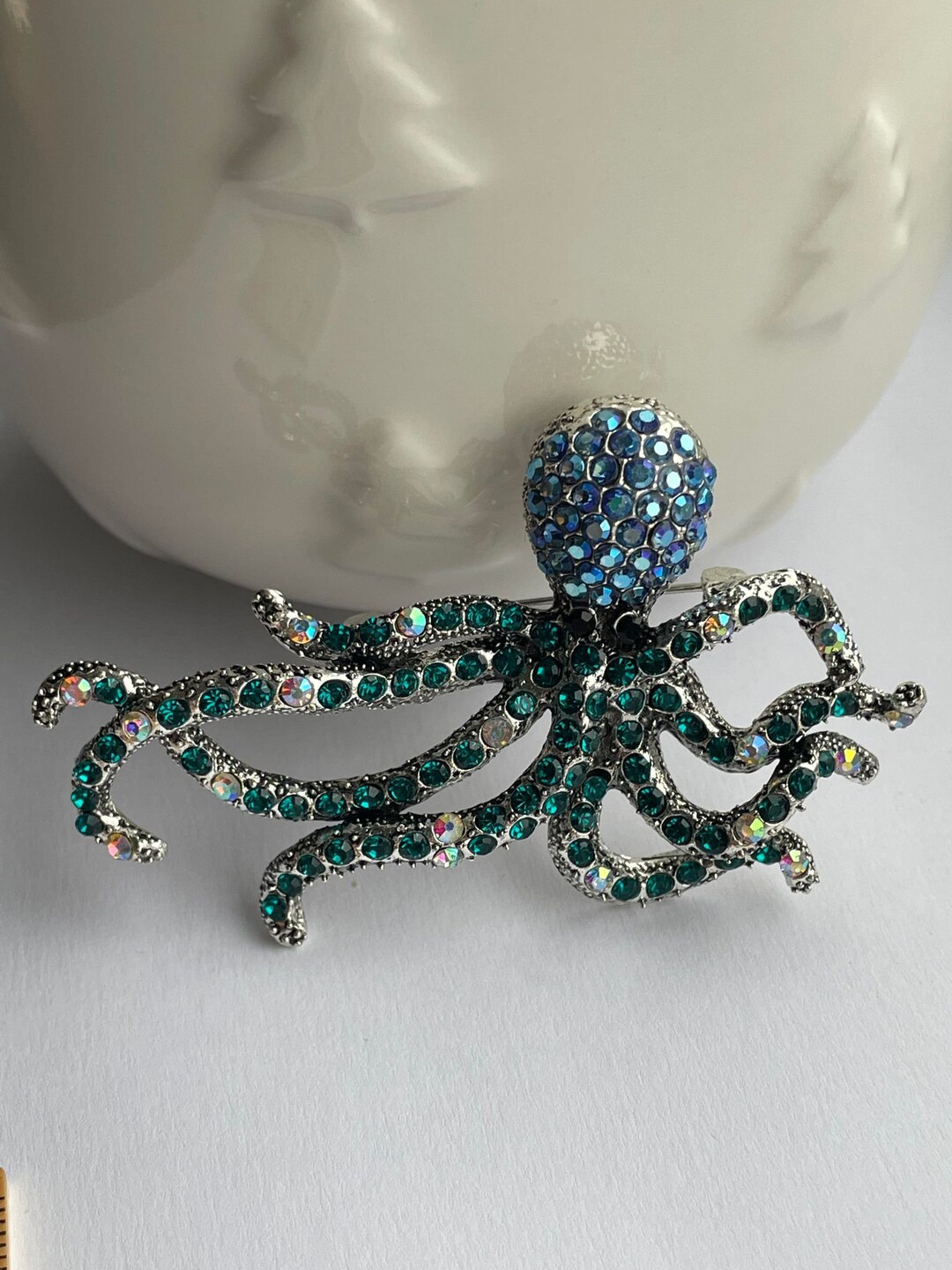 Rhinestone Octopus Brooch, Octopus Brooch, Octopus Jewellery, Octopus ...
