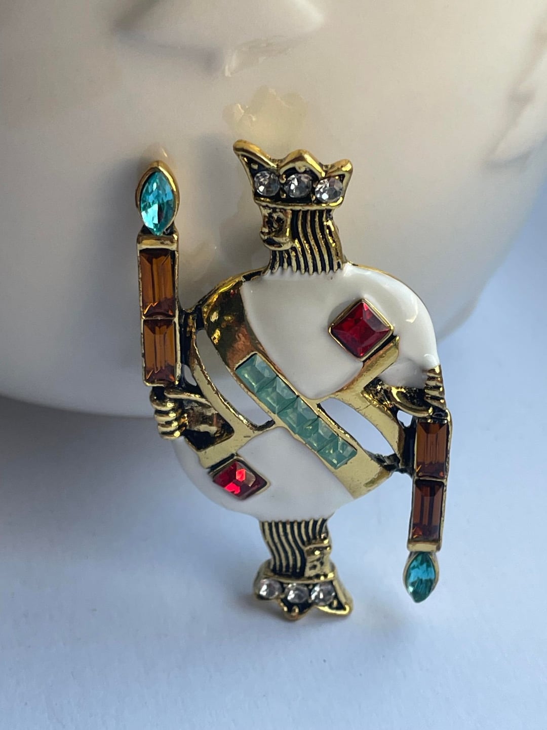 Rhinestone King Brooch, King Brooch, Brooches for Women, Playing Card ...
