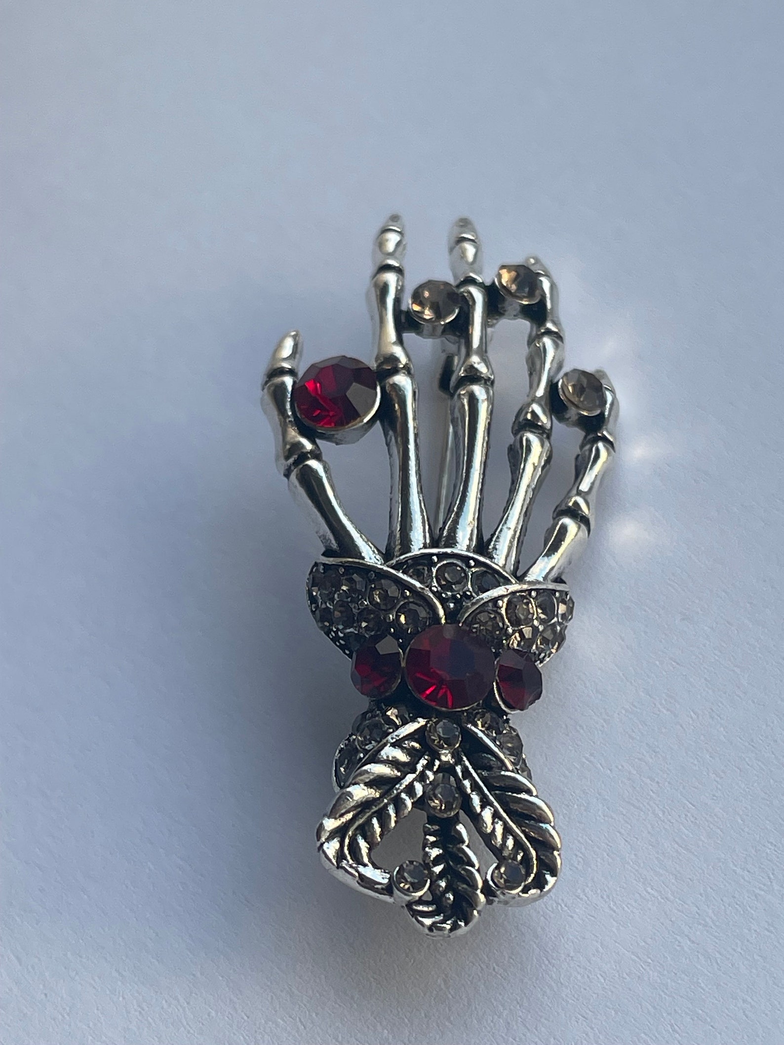 Rhinestone Skeleton Hand Brooch, Skeleton Brooch Pin, Skeleton ...