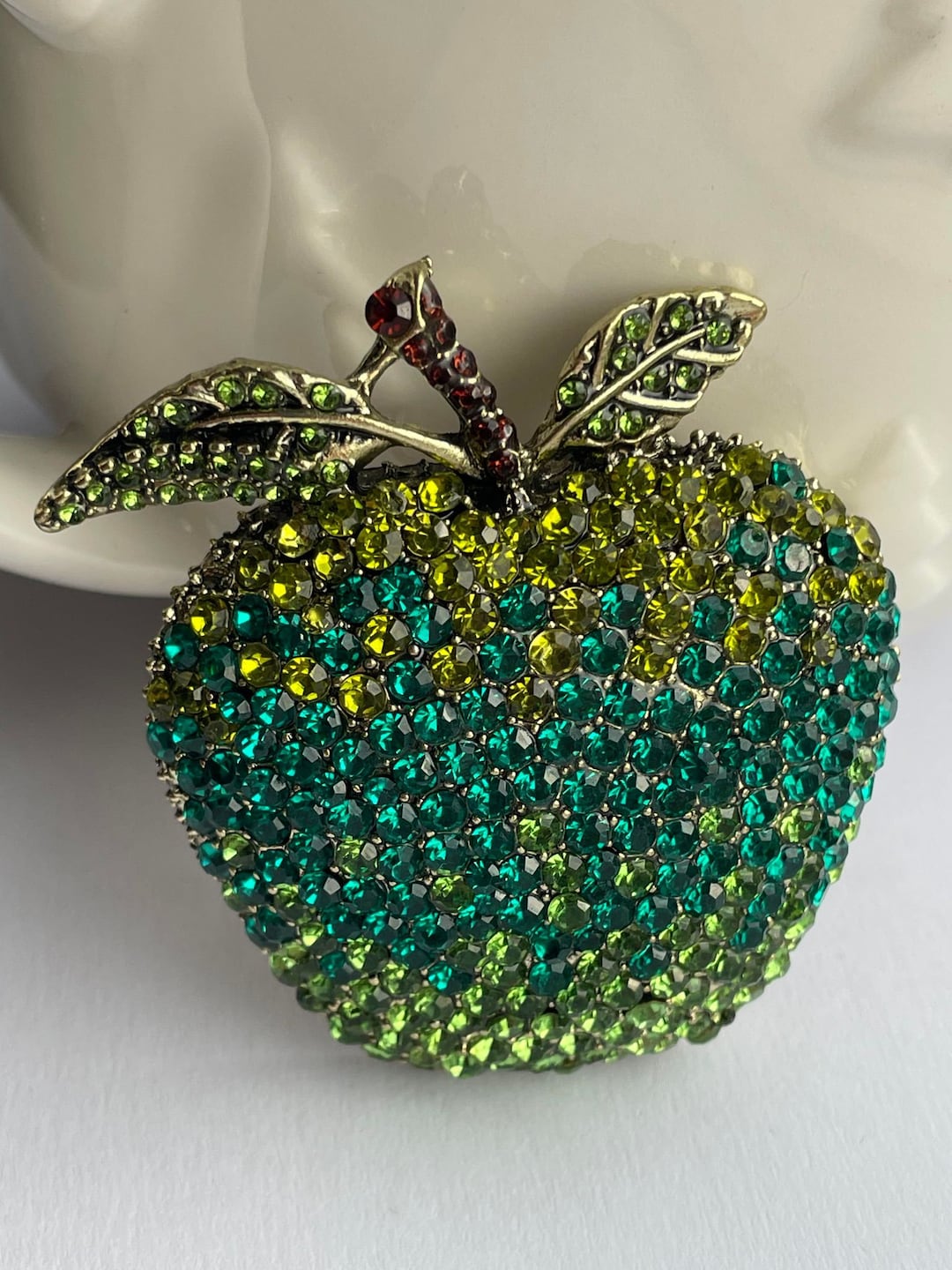 Apfel Brosche, Strass Apfel Brosche, Obst Brosche, Apfel Schmuck, Apfel ...