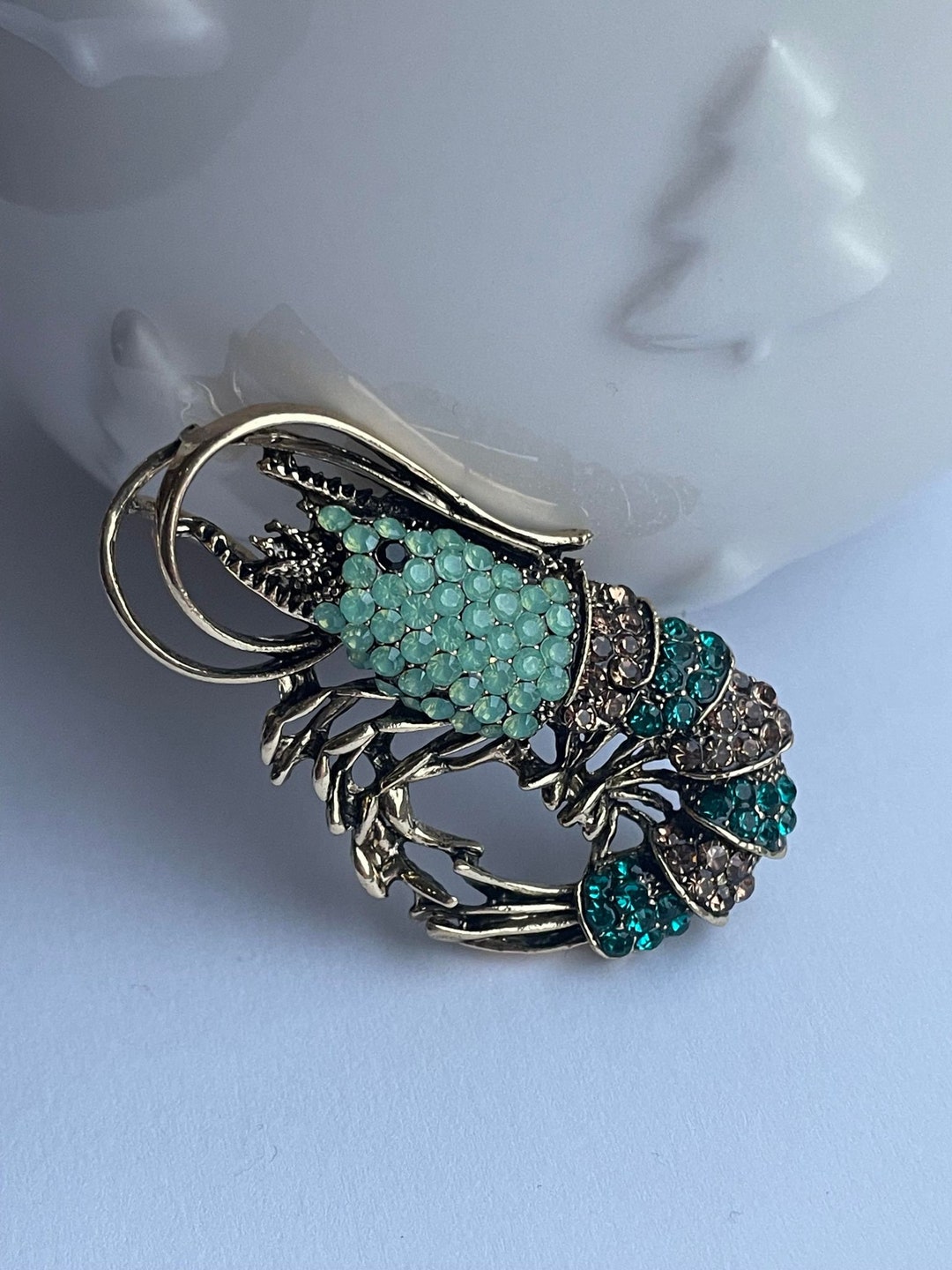 Rhinestone Shrimp Brooch, Shrimp Brooch, Shrimp Gift, Shrimp Jewellery ...