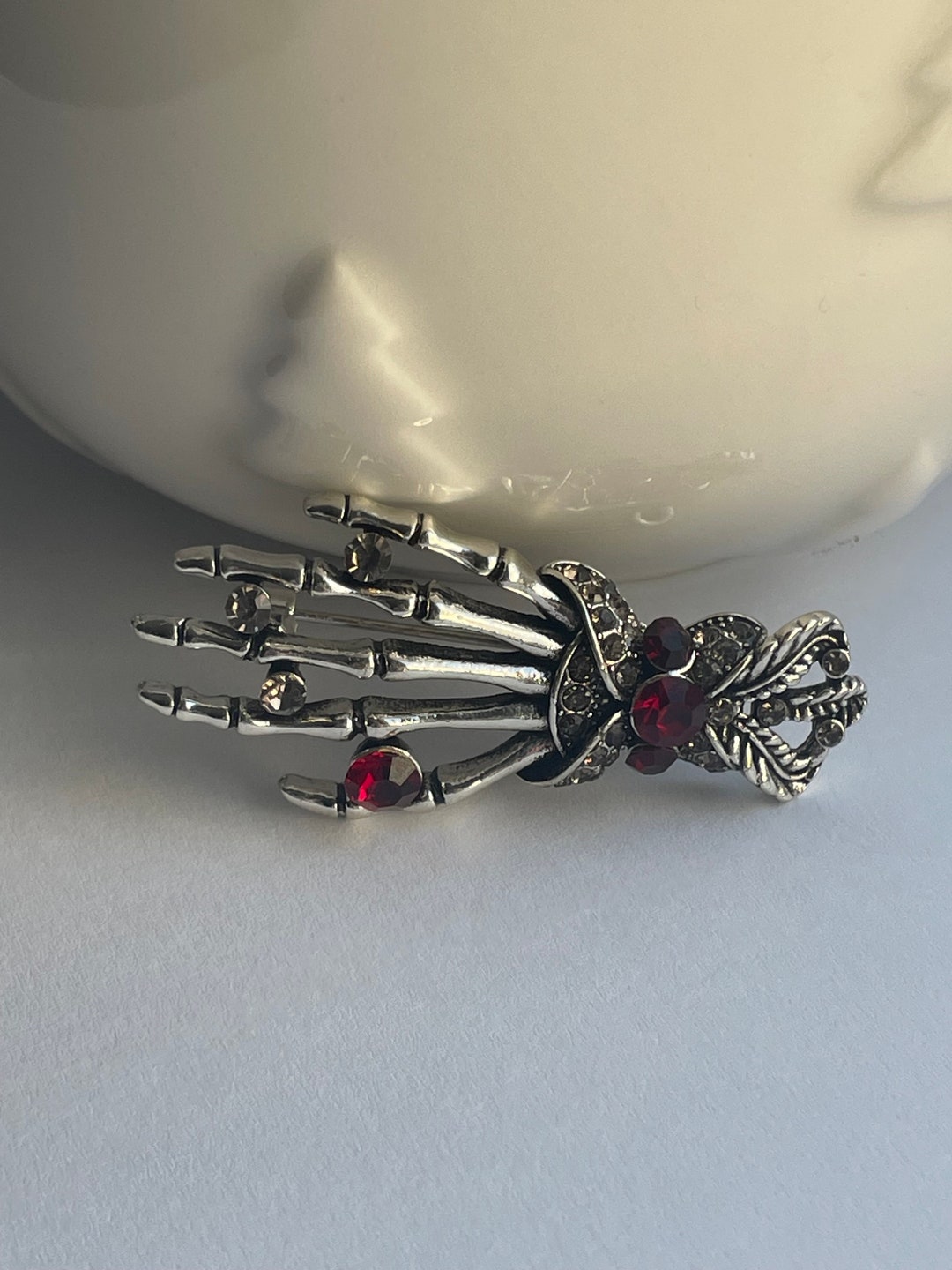 Rhinestone Skeleton Hand Brooch, Skeleton Brooch Pin, Skeleton ...
