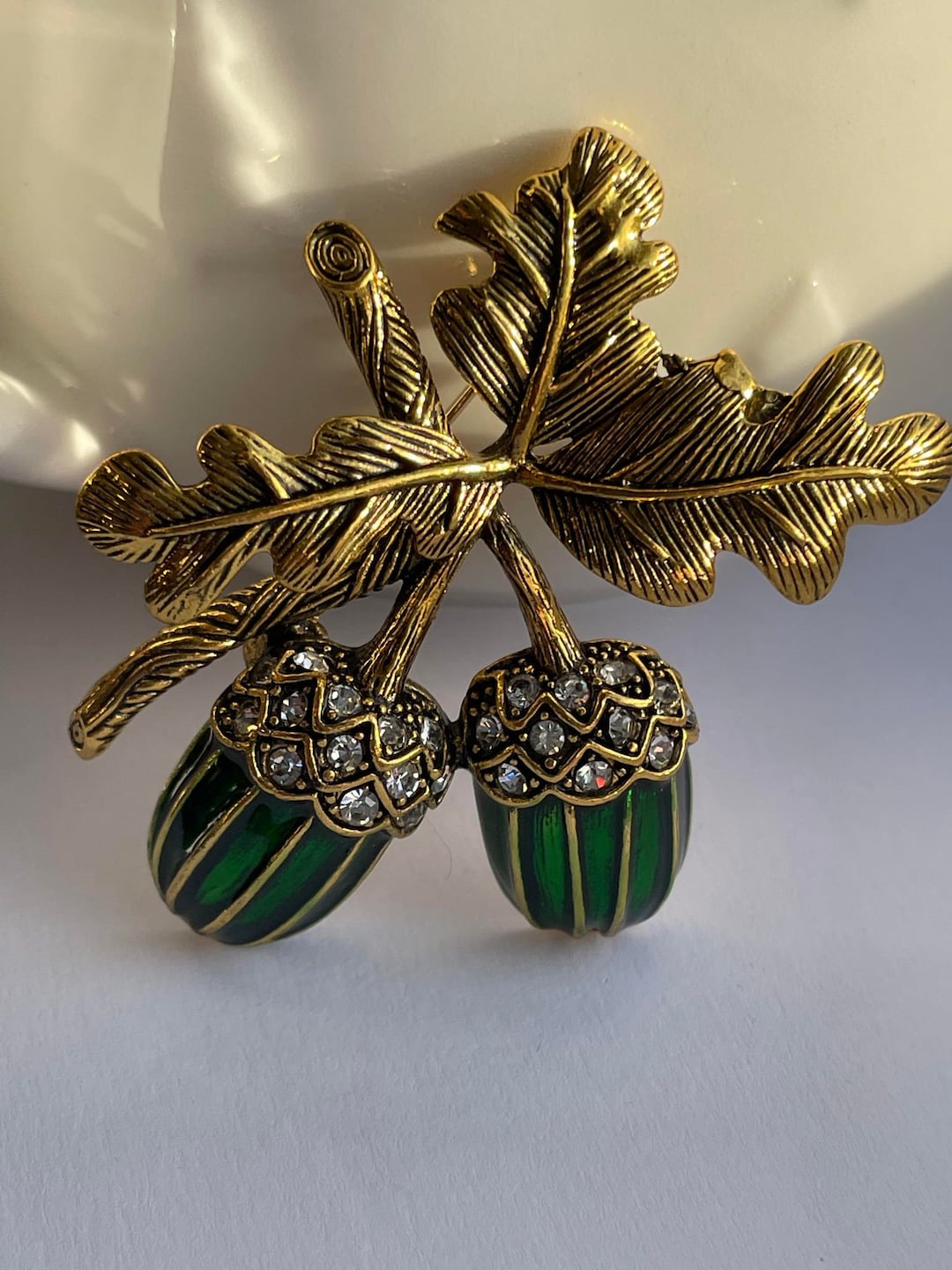 Rhinestone Acorn Brooch Acorn Brooch Acorn Jewellery Acorn - Etsy