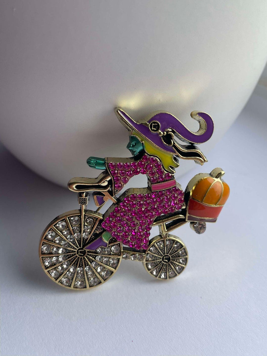 Witch on a Mission Brooch, Rhinestone Witch Brooch, Witch Jewellery ...