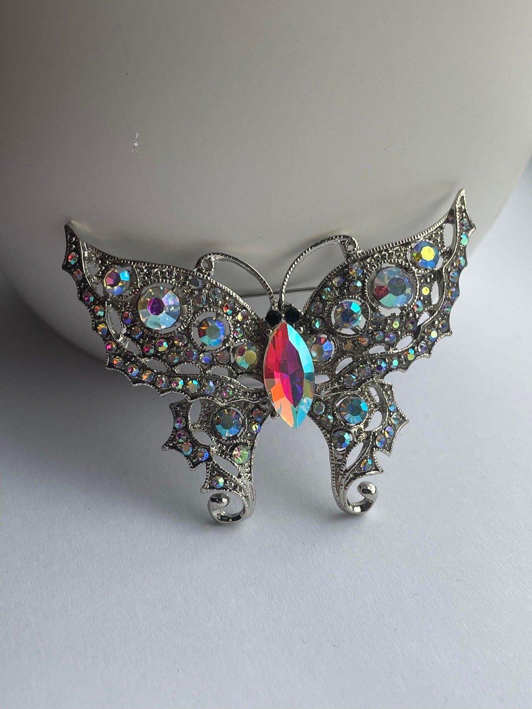 Rhinestone Butterfly Brooch, Butterfly Brooch, Large Butterfly Brooch ...