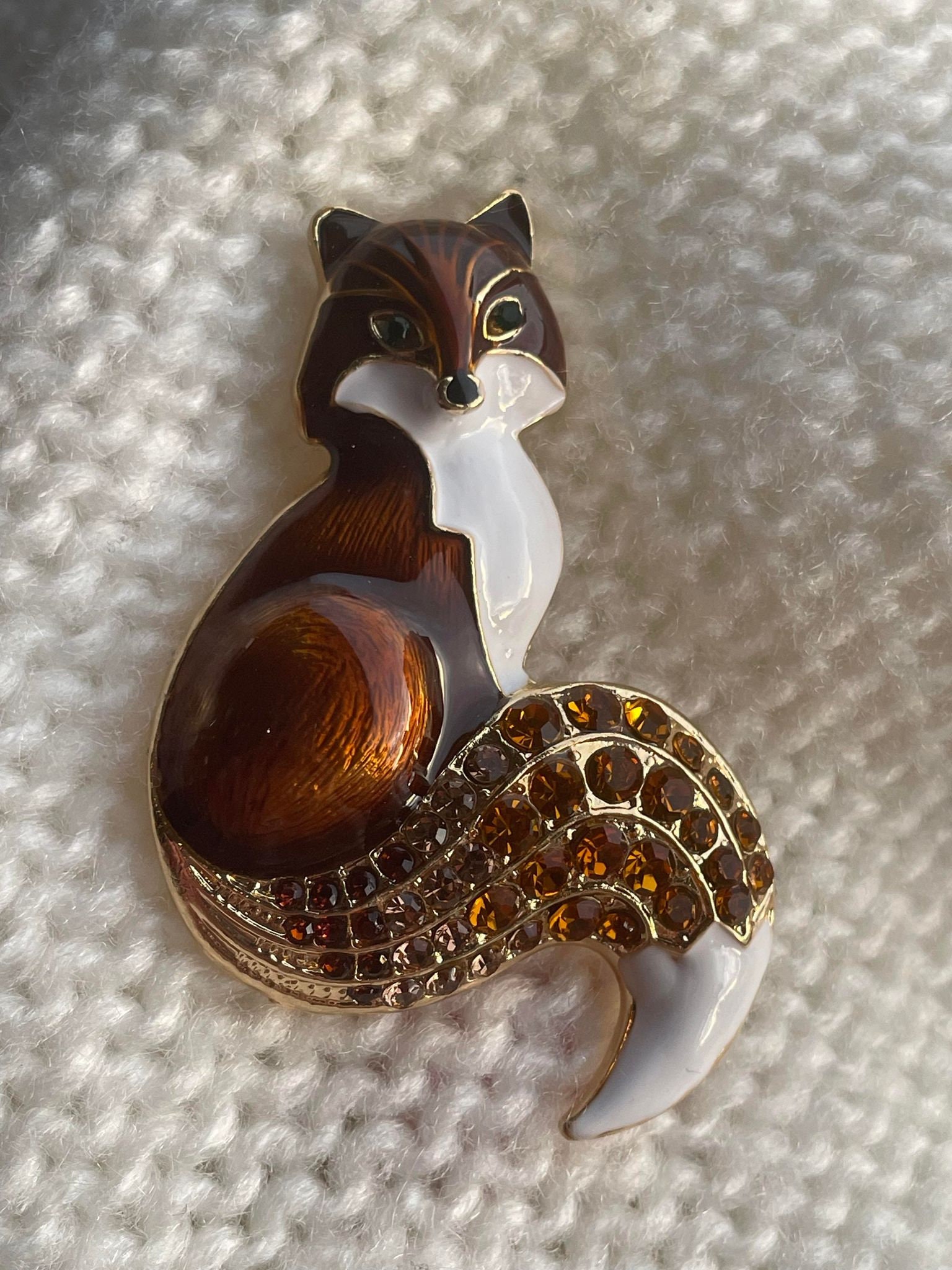 Brown Rhinestone Fox Brooch, Fox Brooch, Fox Pendant, Fox Gift - Etsy