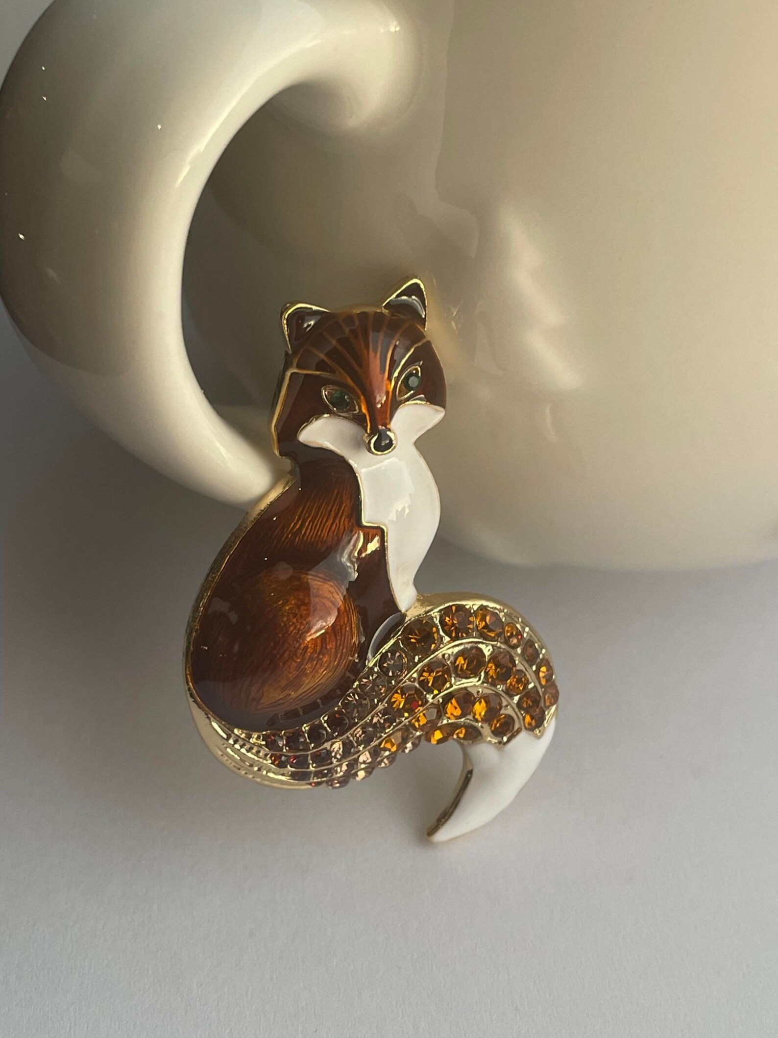 Brown Rhinestone Fox Brooch, Fox Brooch, Fox Pendant, Fox Gift - Etsy