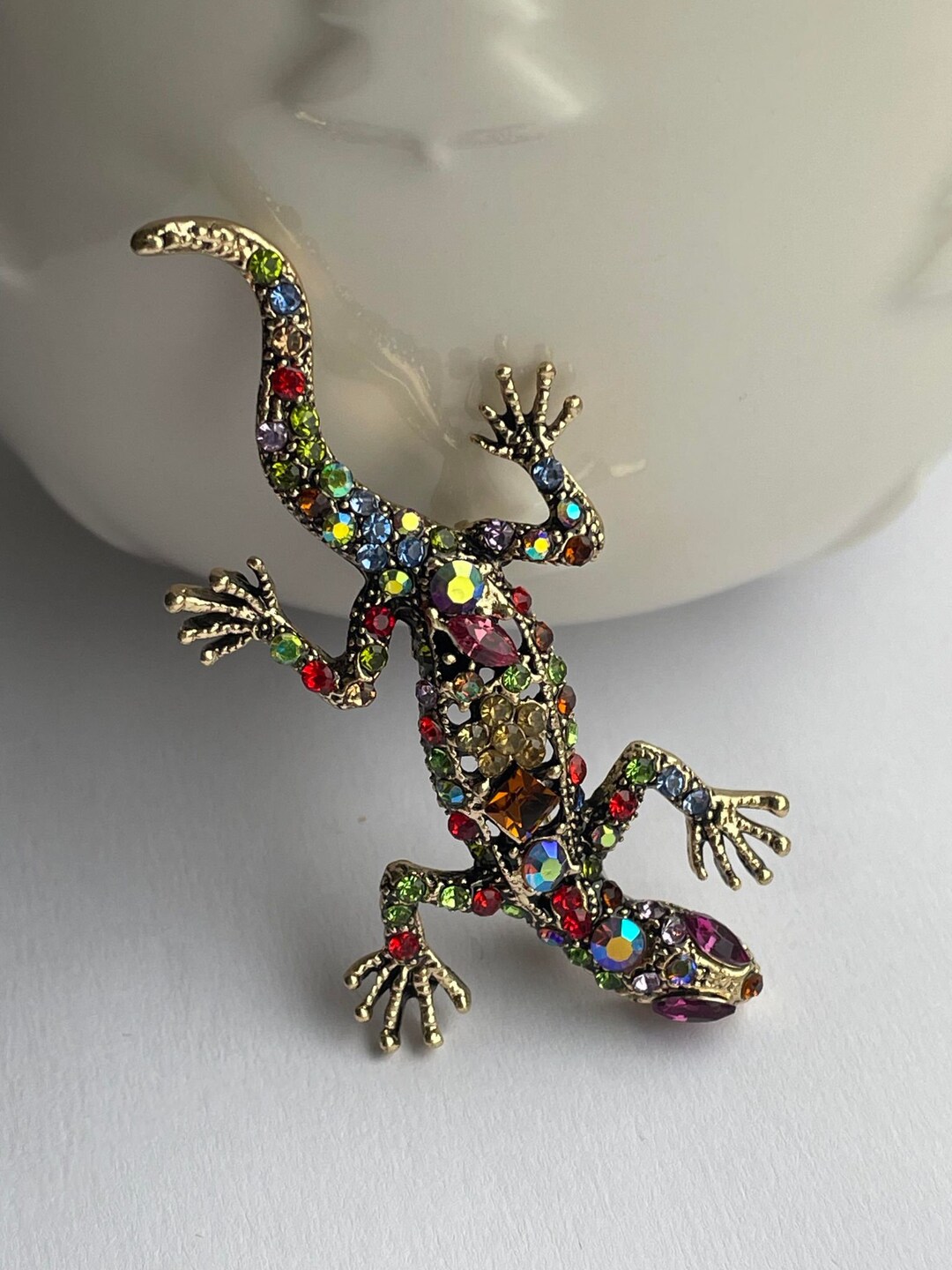 Rhinestone Lizard Brooch, Lizard Brooch, Lizard Jewellery, Lizard Gift ...