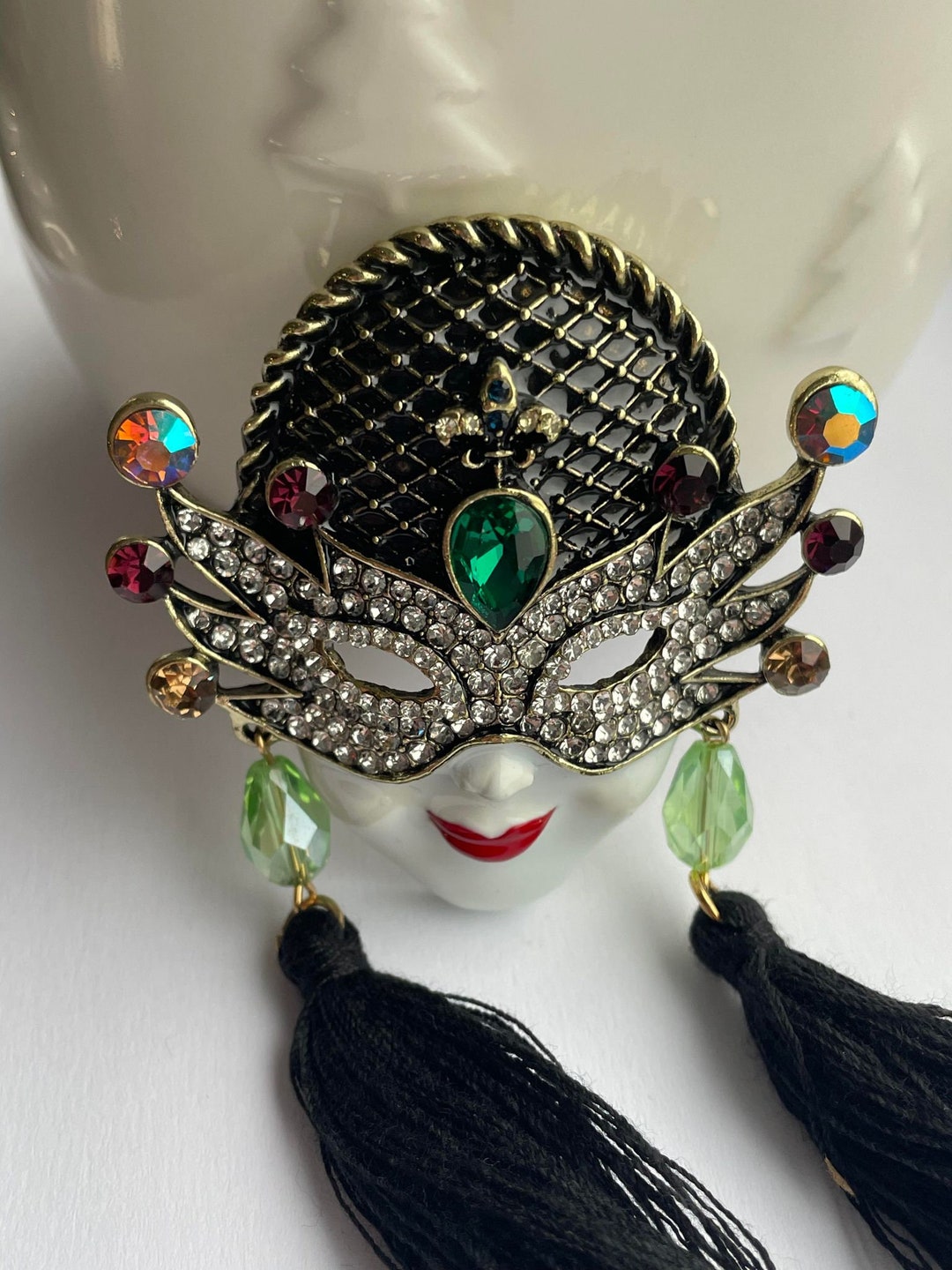 Large Venetian Mask Brooch, Mask Brooch, Venetian Mask Gift - Etsy