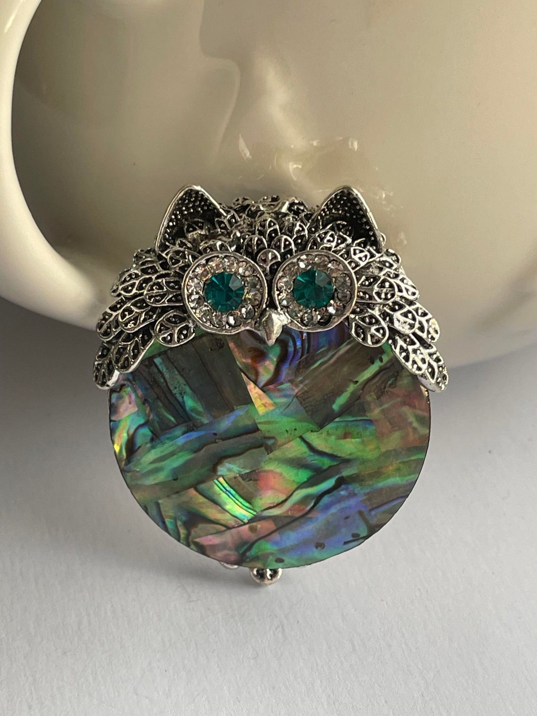 Abalone Shell Owl Brooch, Owl Brooch, Owl Jewellery, Abalone Shell ...