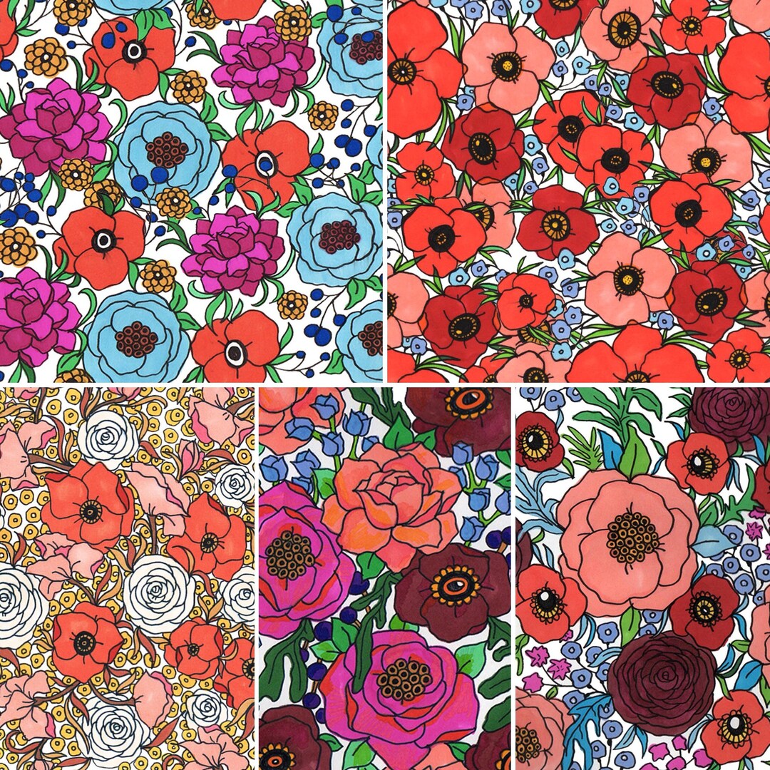 Bright Floral Note Cards (10) - Etsy