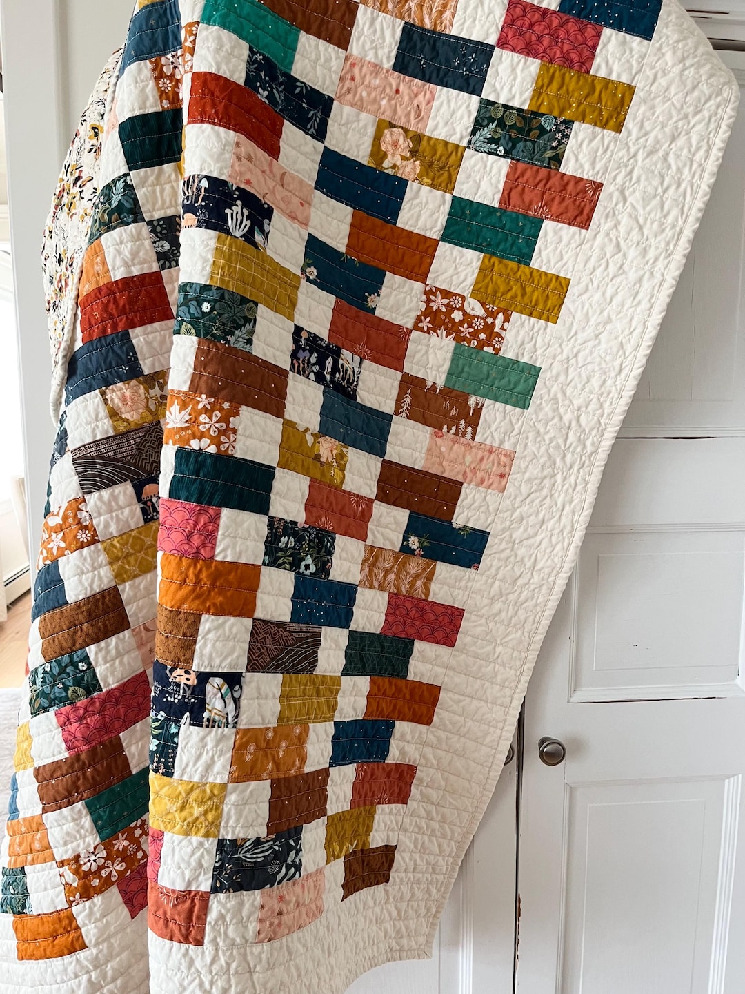 Brick Road Patchwork Quilt: Earth Tone Nursery Lap Quilt - Etsy