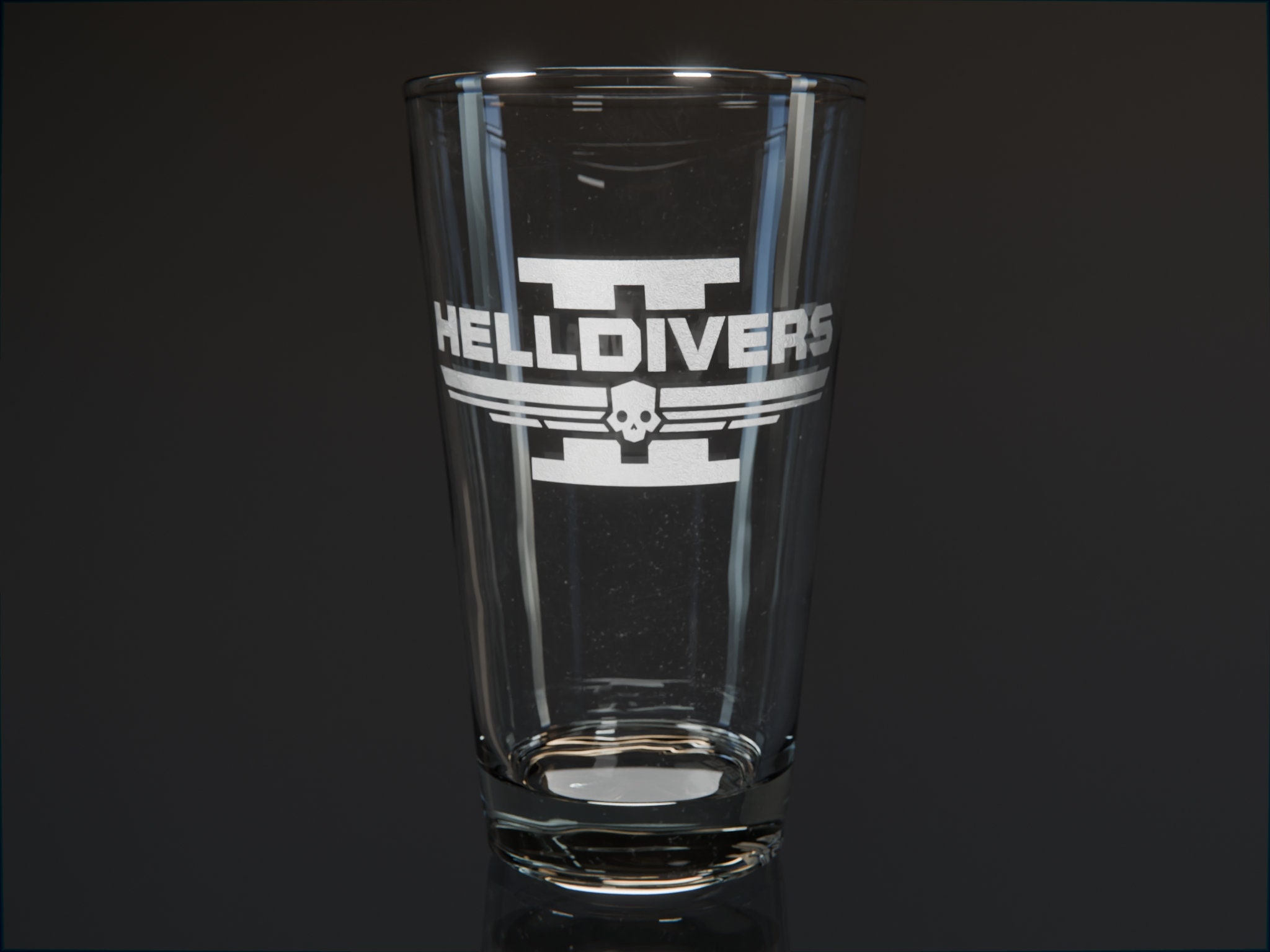 Helldivers 2 Logo Customizable Etched Pint Glass Malevolent Creek