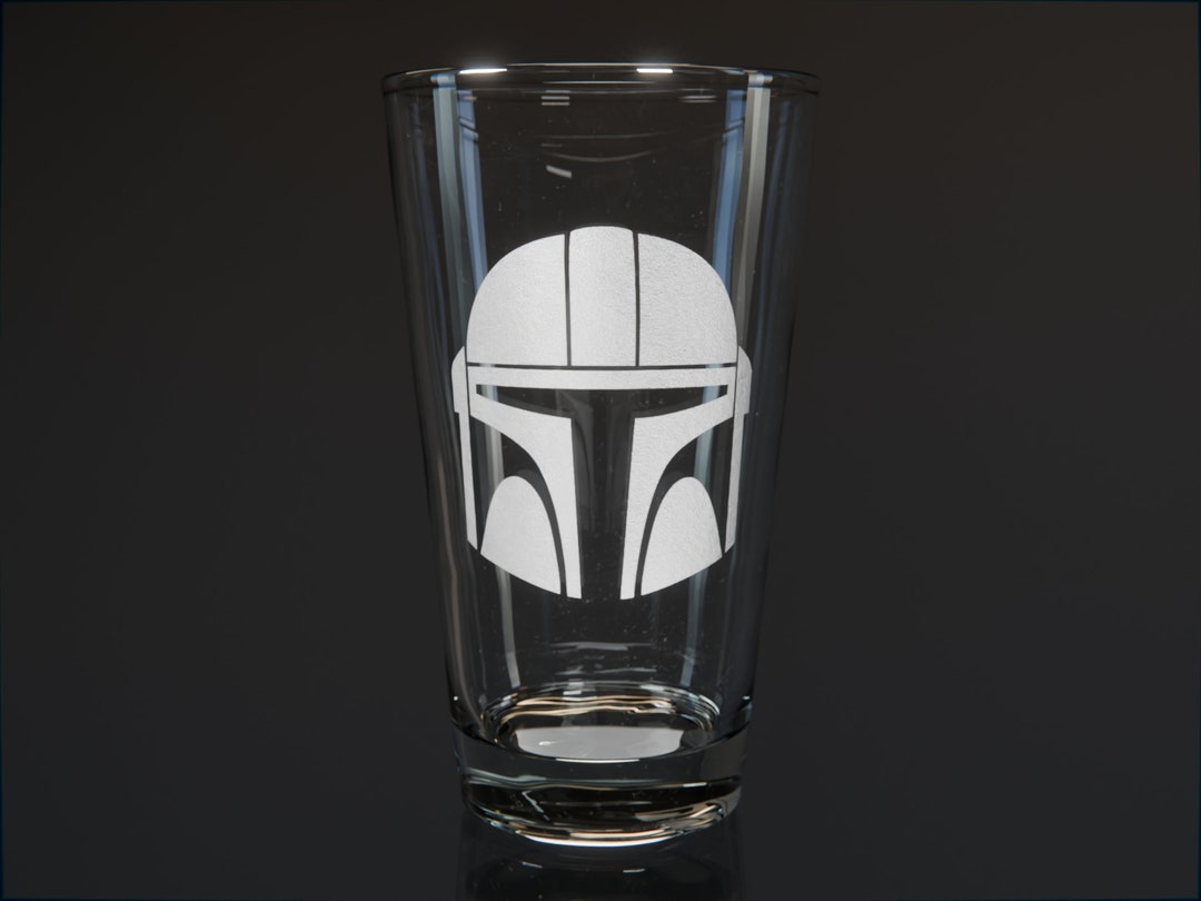 Mandalorian Helmet Customizable Etched Pint Glass, Mando Star Wars ...