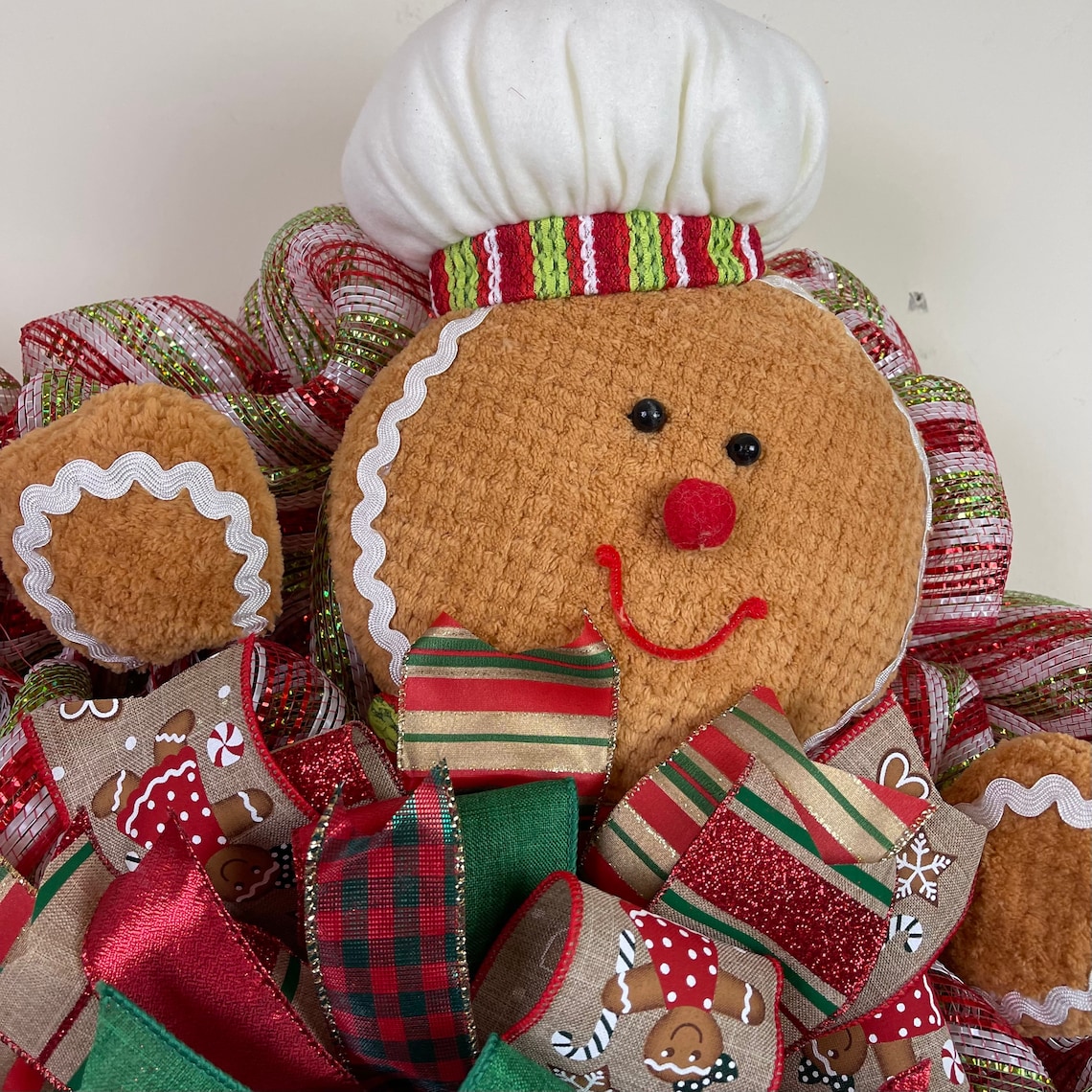 Gingerbread Man Christmas Holiday Wreath - Etsy