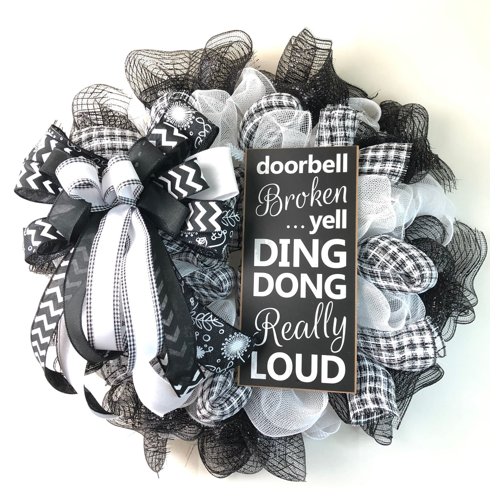 Black and White Mesh Wreath - Etsy