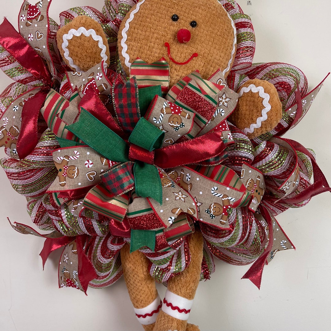 Gingerbread Man Christmas Holiday Wreath - Etsy